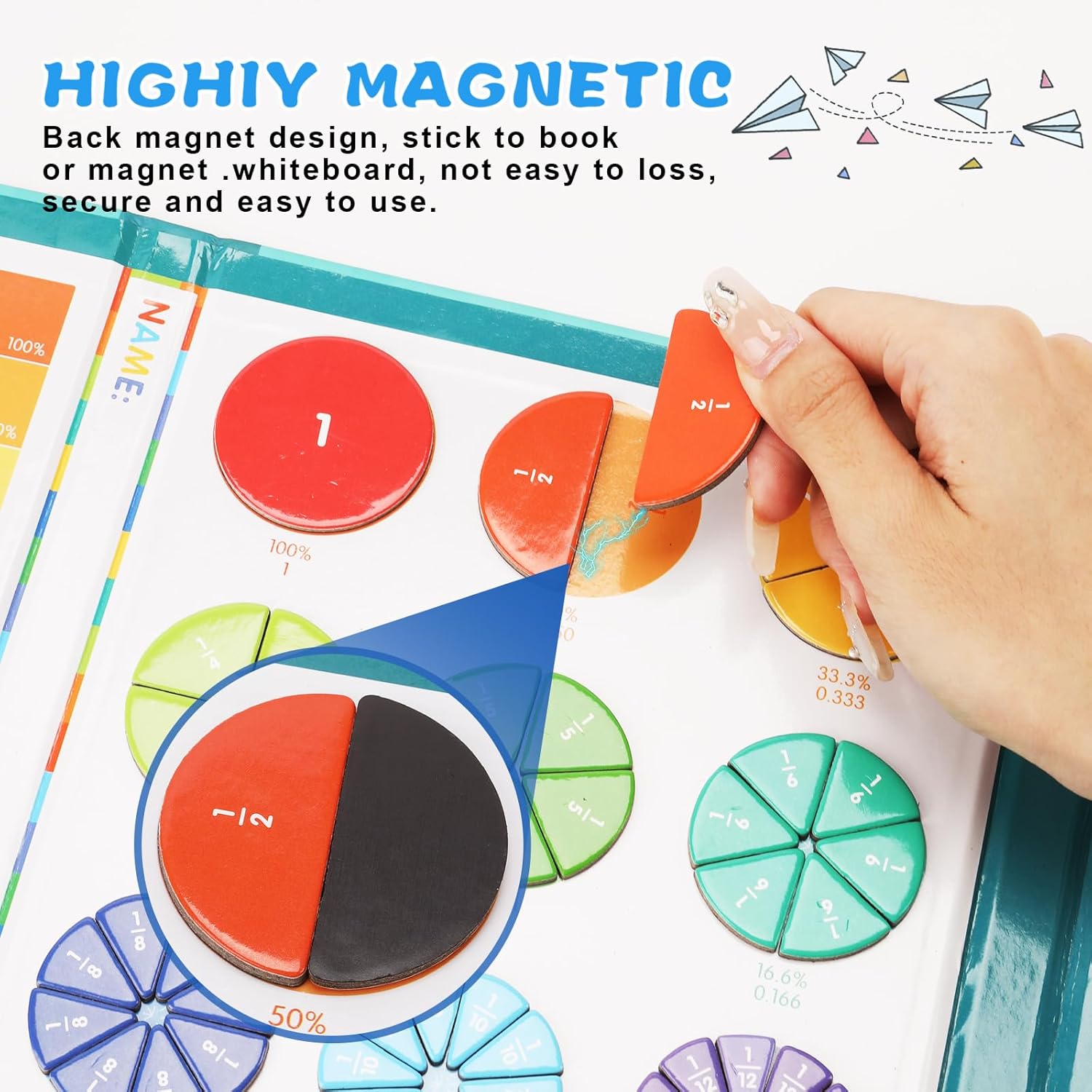 Magnetic Fraction Demonstration Book, 1 Set Math Teaching Aid – Visphotak