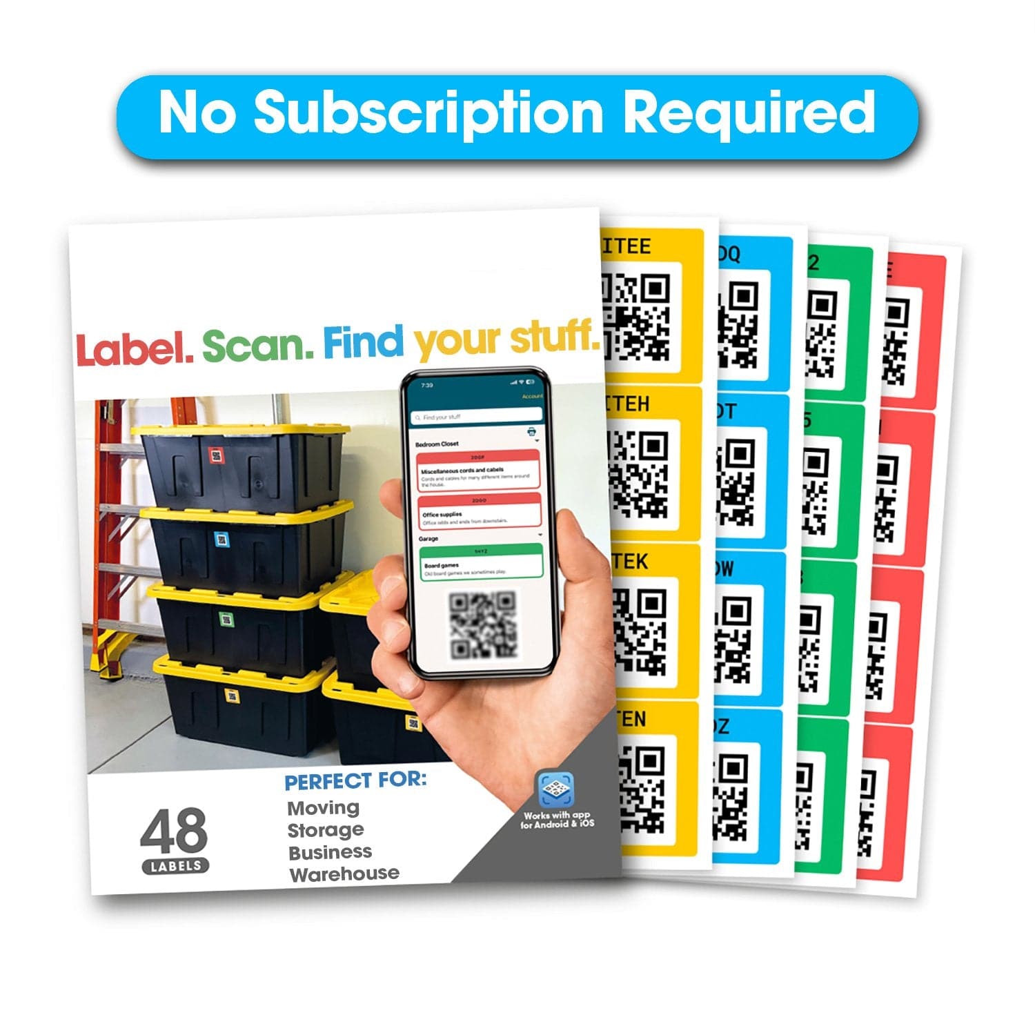 Original Color-Coded Scannable QR Labels (48 Pack) – Visphotak